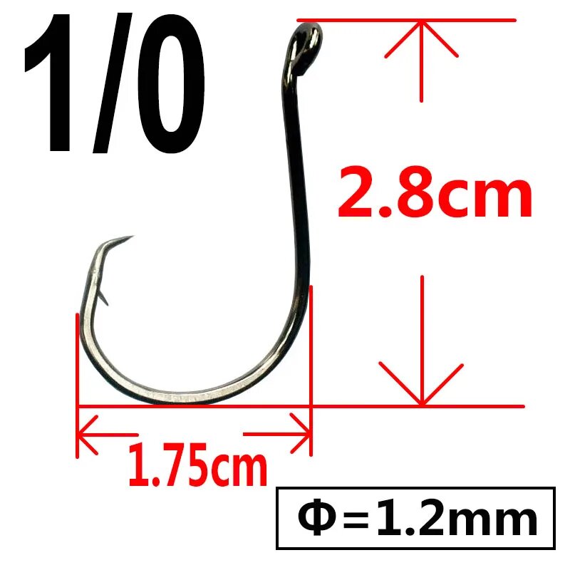 100 шт. Рыболовный крючок Facifa 1/0, Цвет: 1l0, 2.8cm, 1.2mm