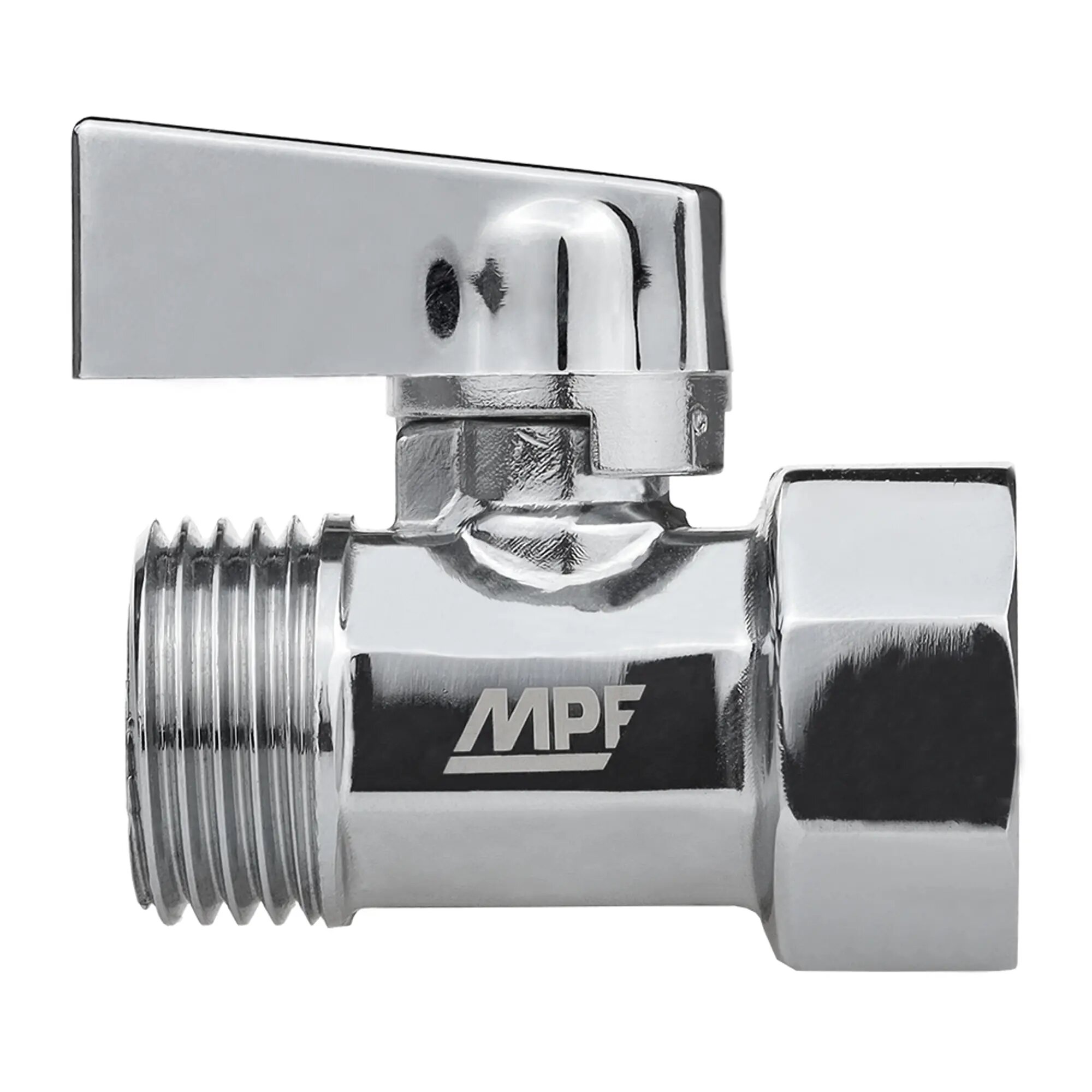 MPF кран шаровой прямой латунный DN15 PN24 1/2" НР/ВР резьба ручка флажок компактный