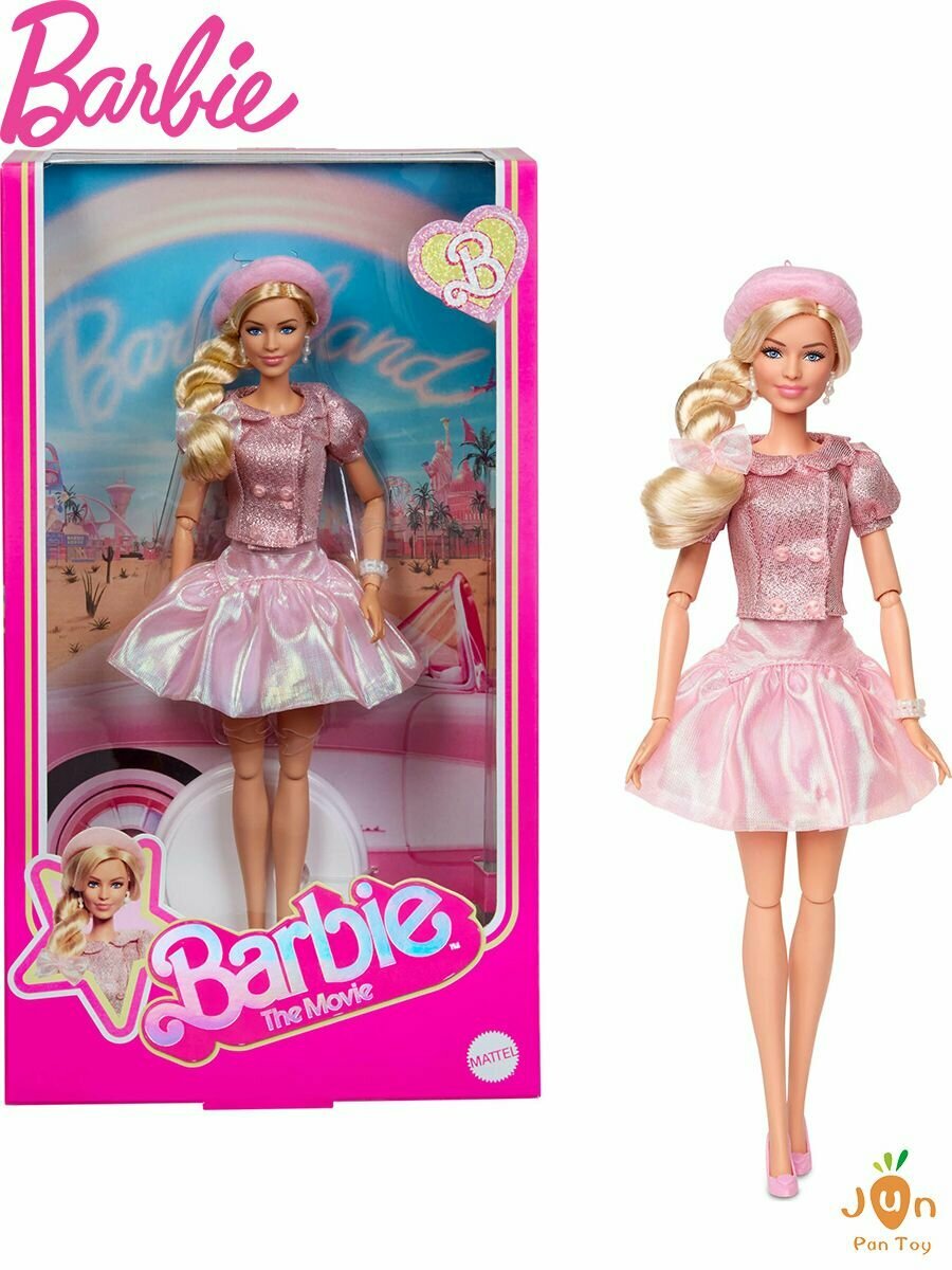 Mattel Barbie The Movie Doll JBJ53 / игрушки для девочек, героиня фильма кукла барби, одетая в розовое платье, подходит для детей от 4 лет и старше