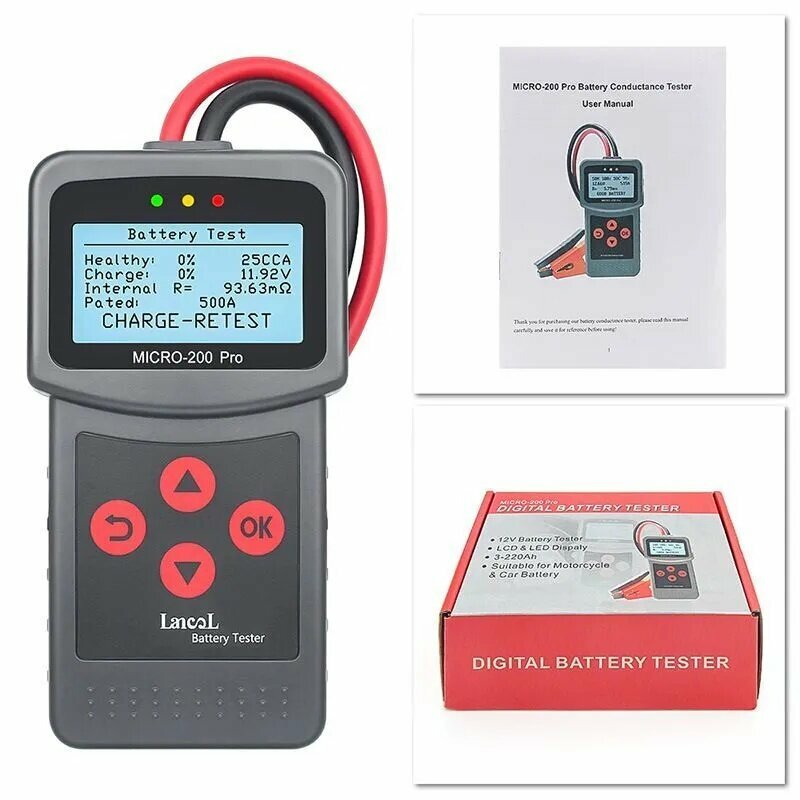 Тестер проводимости батареи Lancol MICRO-200 Pro, многоязычный тестер батареи (материковая версия)