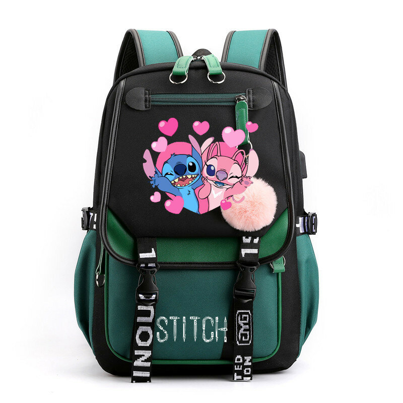 Школьный рюкзак Lilo and Stitch Stitch с USB-зарядкой, студенческий рюкзак, рюкзак для мужчин и женщин
