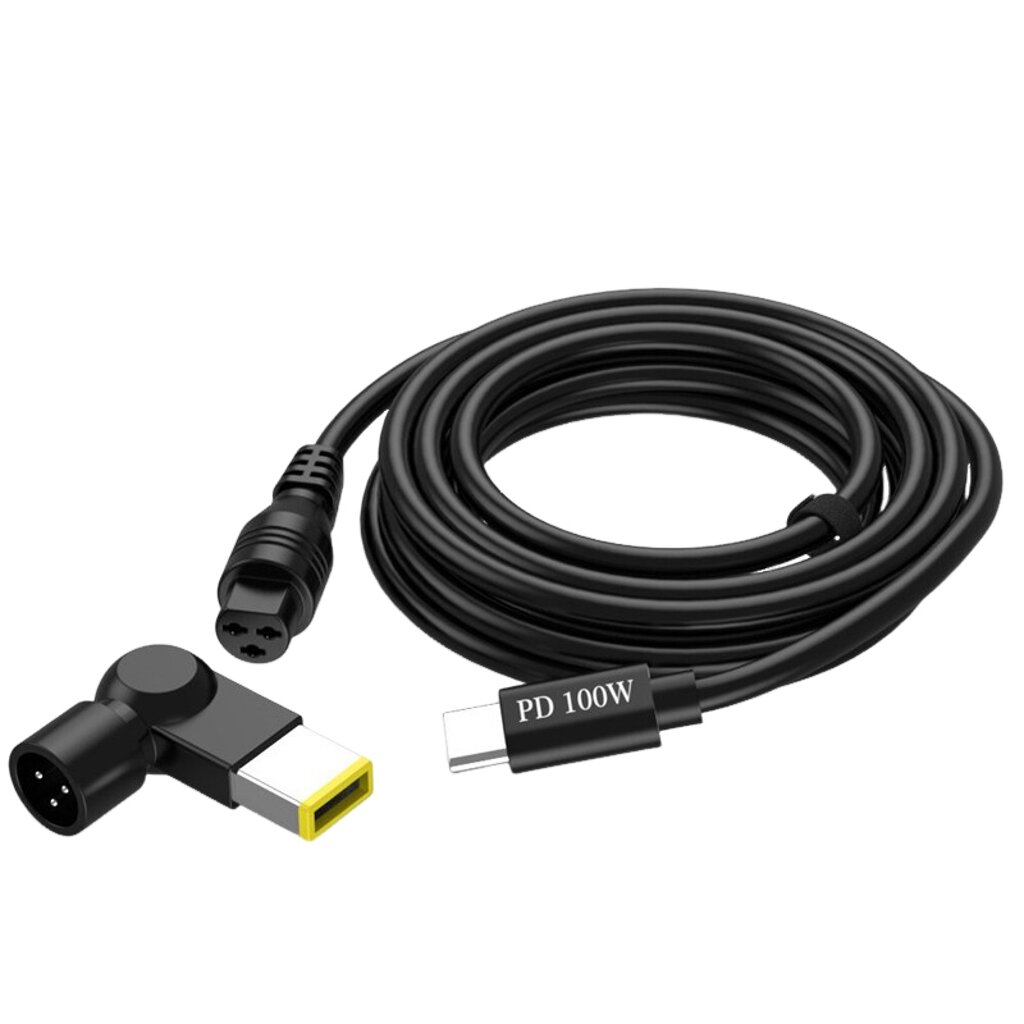 PD100W Кабель Для Быстрой Зарядки Type C К 3-Контактному Порту С Квадратным Адаптером Для Ноутбуков Шнур Питания