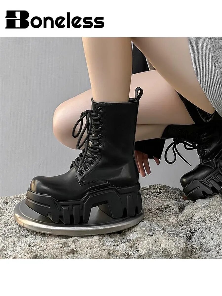 Мотоботы BONELESS, Женский, черный
