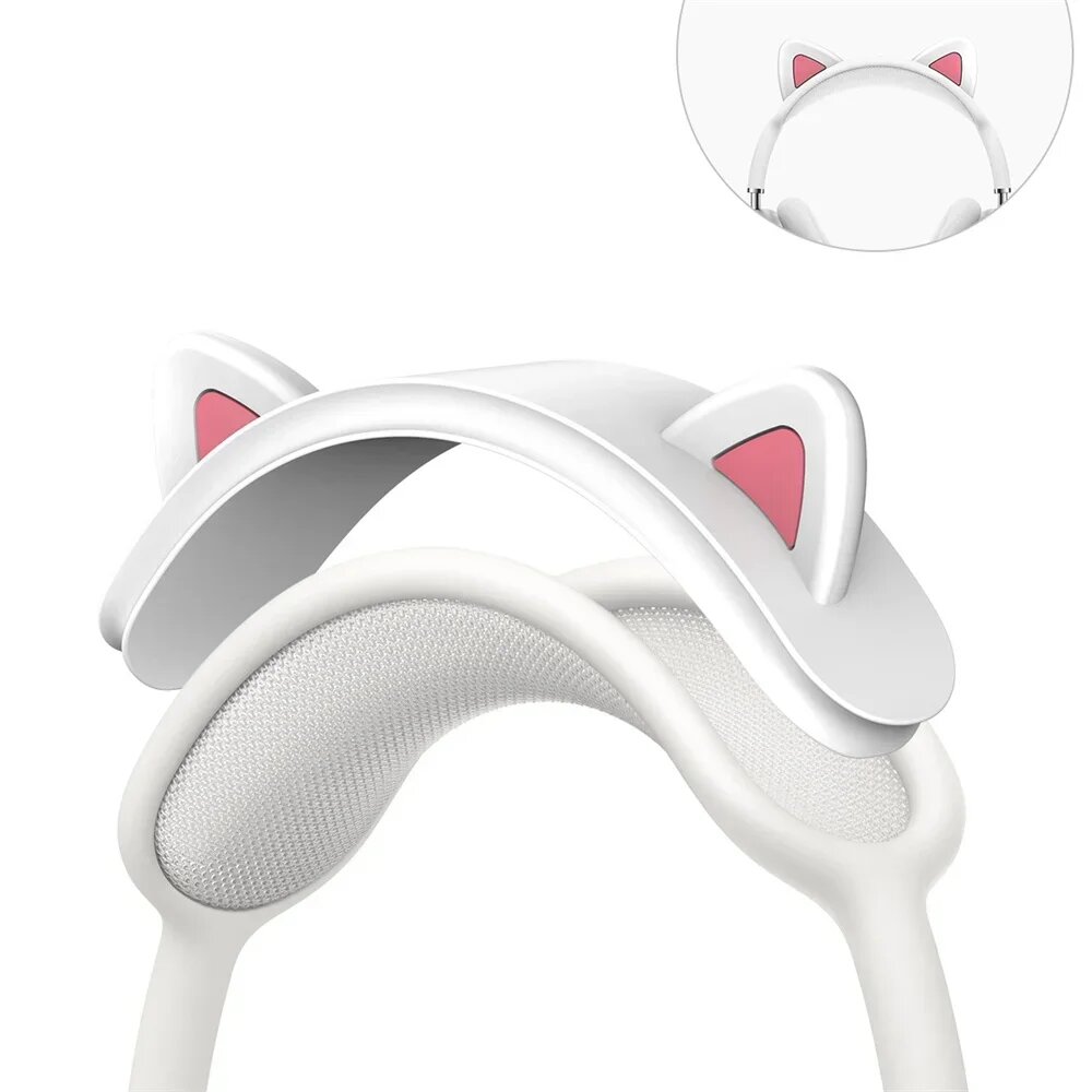 Чехол для Apple AirPods Max с кошачьими ушками из силикона 1pcs white