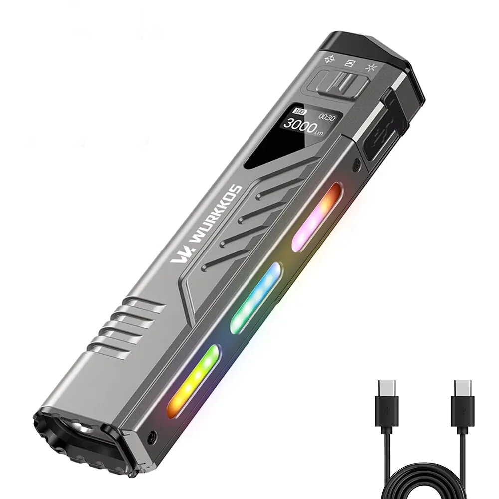 Тактический фонарь Wurkkos TD11, портативный, перезаряжаемый, с интерфейсом USB-C, 3000 люмен, с выносной кнопкой, для кемпинга и специализированных задач