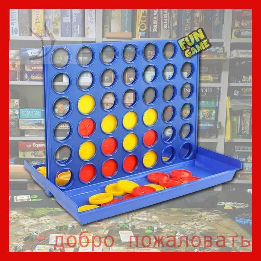 Connect 4 Четыре в ряд логическая развивающая настольная игра "Пятнашки в ряд" для детей без батареек, игровое поле