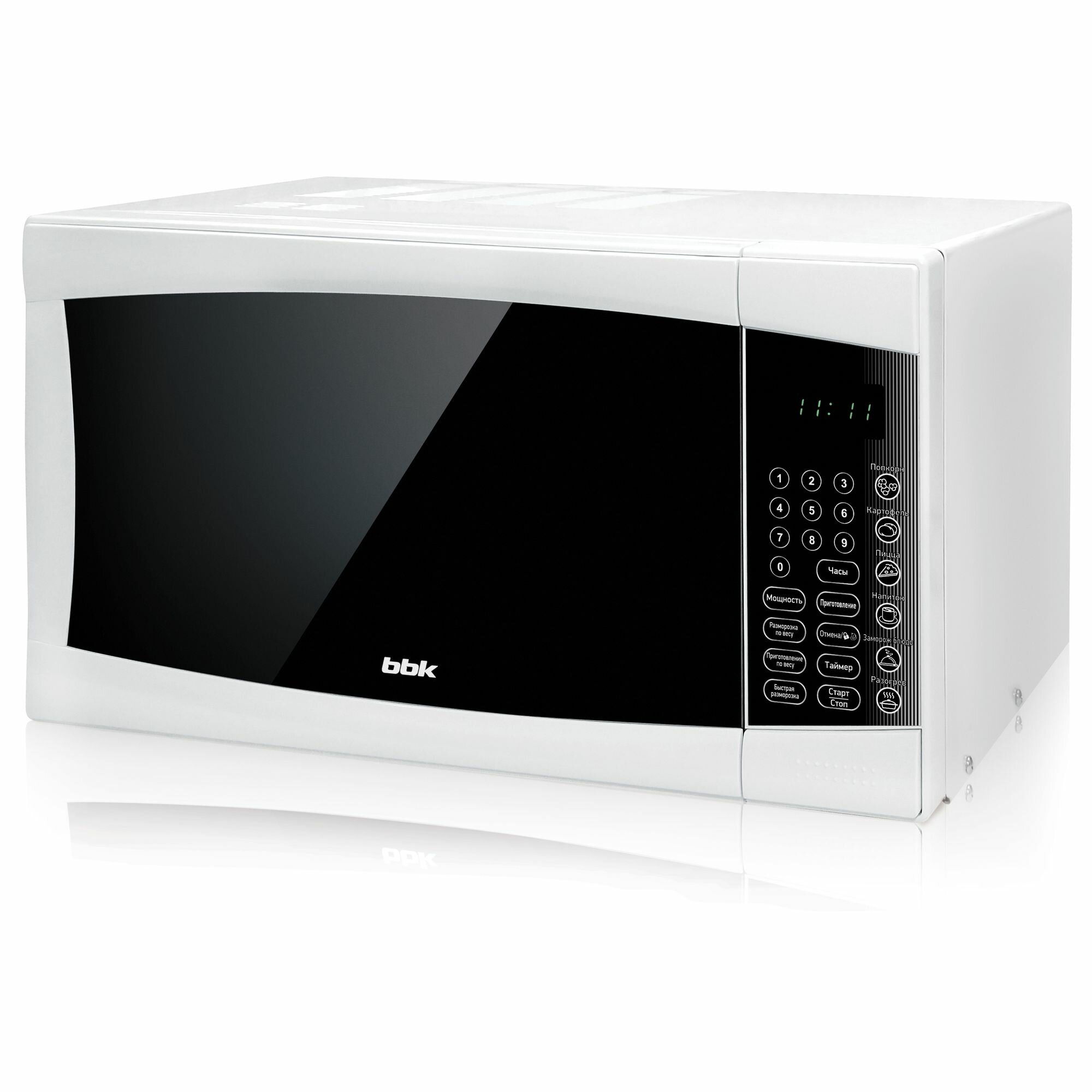 Микроволновая печь BBK 23MWS-915S/W, белый, мощность 900 Вт, 23 л