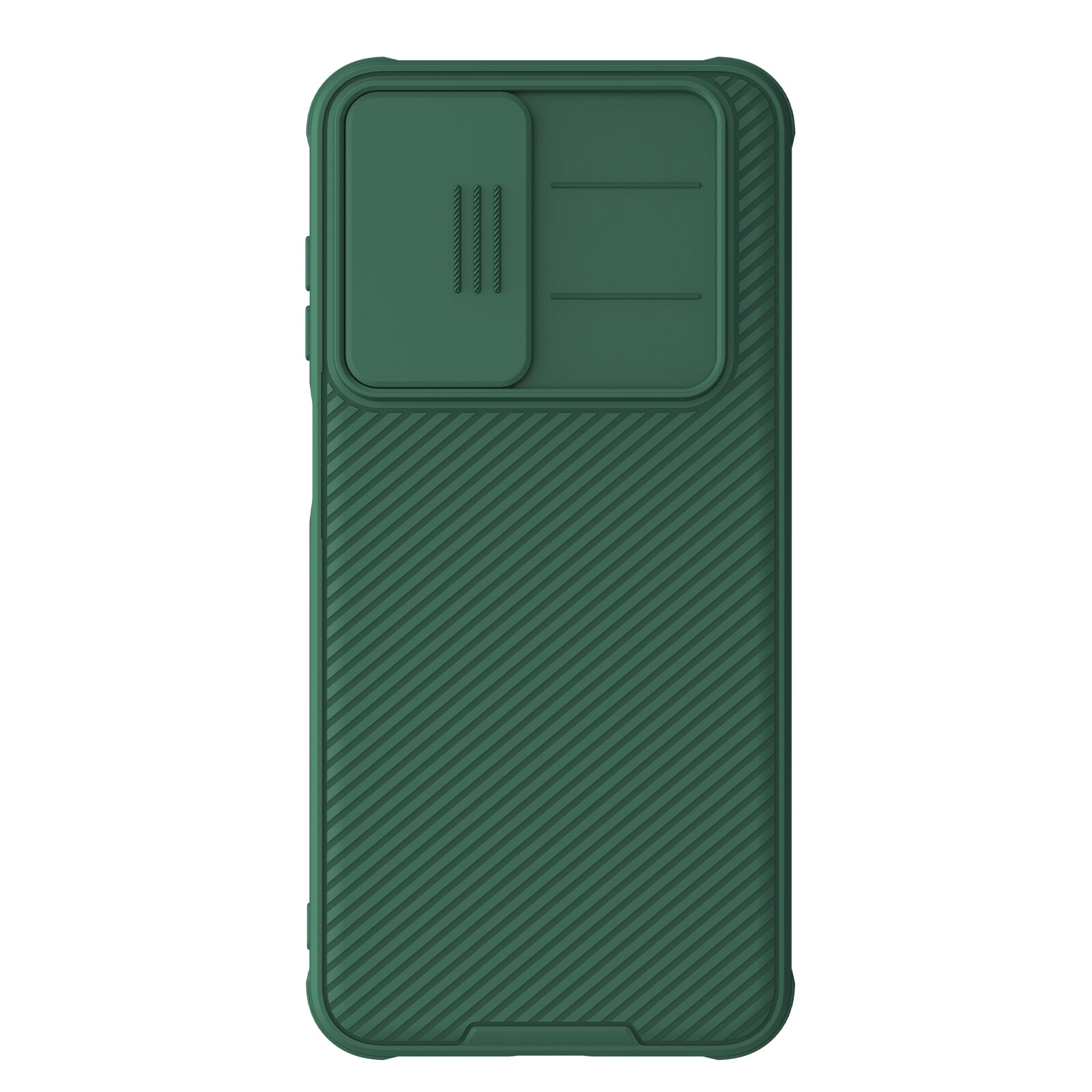 Чехол зеленого цвета (Dark Green) с защитной шторкой для камеры от Nillkin на Samsung Galaxy A26 5G, серия CamShield Pro Case
