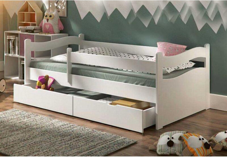 Кровать софия, ортопедическое дно, ящики, белая, 90x190 см