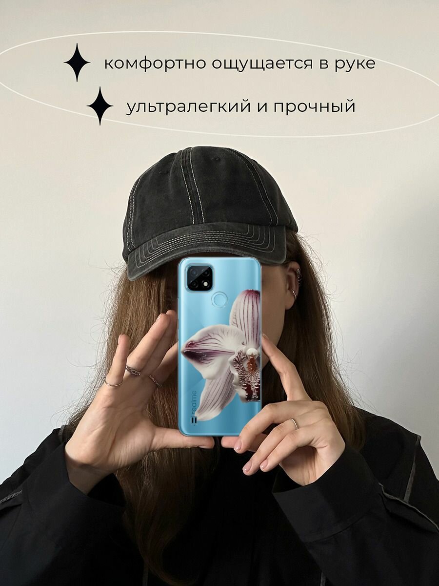 Силиконовый чехол на Realme C21 / Реалми С21 с принтом Белая орхидея — фото 1