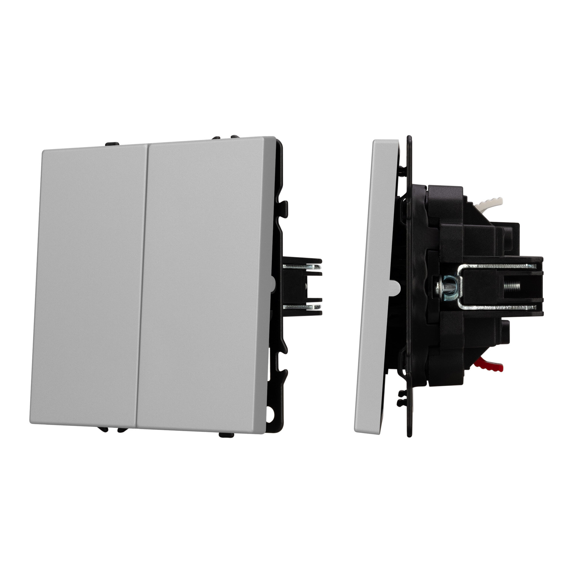 ARL NOBE Выключатель звонковый 2 кл софт-тач никель SWT-MKR2-SFPL-IS (250V, 10A) (Arlight, -) 061786(1)