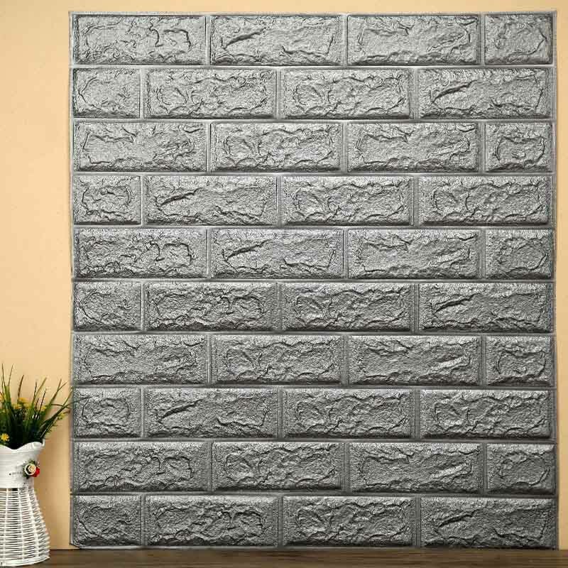 Environmentally friendly 3d self-adhesive brick wall panel sticker sliver gray 60x30cm