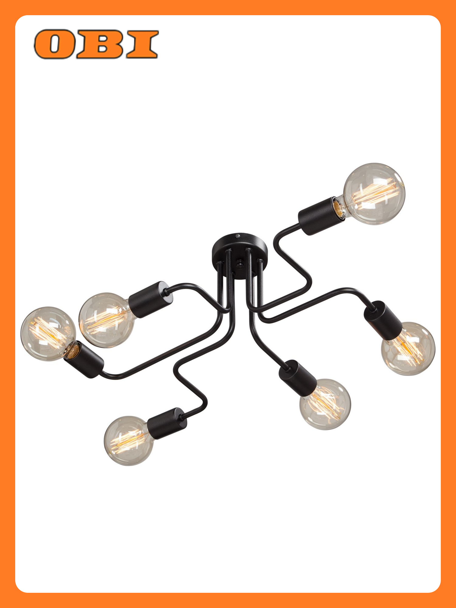 Люстра Vitaluce V4196-1/6PL, E27, 40Вт, 6 ламп, IP20, черный