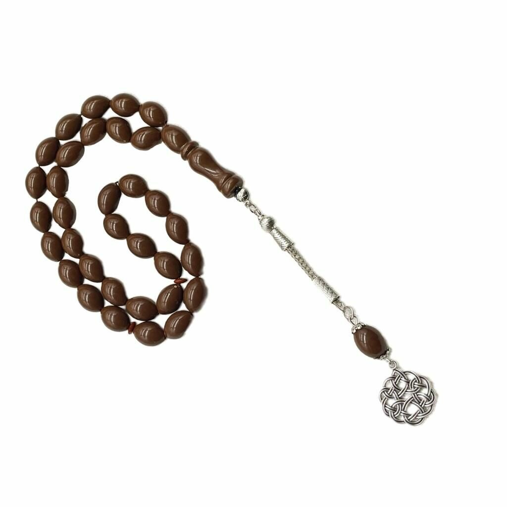 Овальные мусульманские четки из акриловых бусин как аксессуар для медитации и творческий исламский подарок, Темно - коричневый