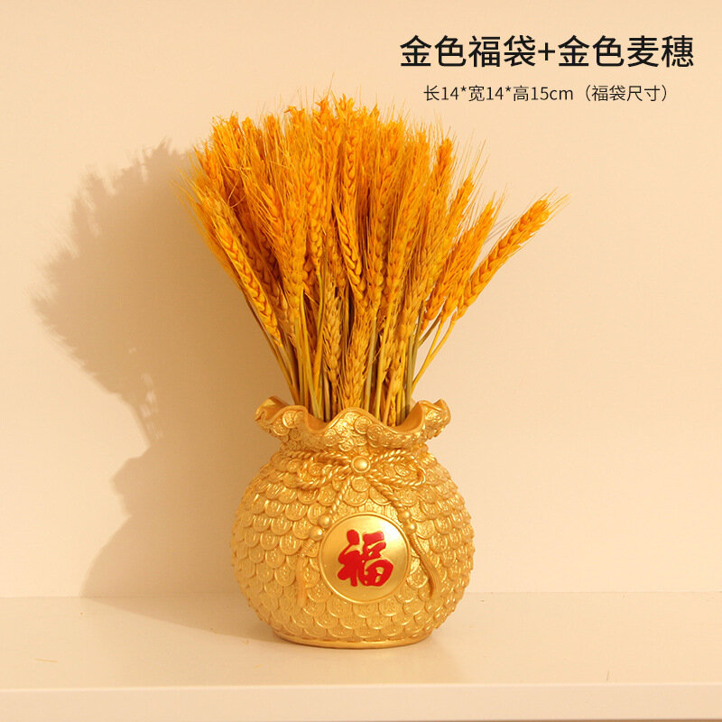 Новогодний мешок с фруктами и благословением удачи Ваза Орнамент Пшеничный колос Счастливый ячмень Цветочная композиция Новогоднее украшение для стойки регистрации Предметы интерьера