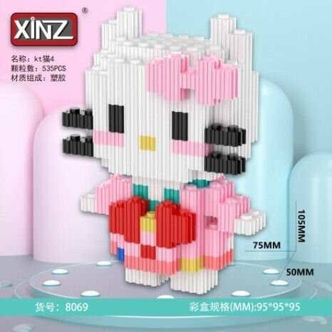 3D Конструктор из мини-блоков: Хэллоу Китти / Sanrio / 535 деталей