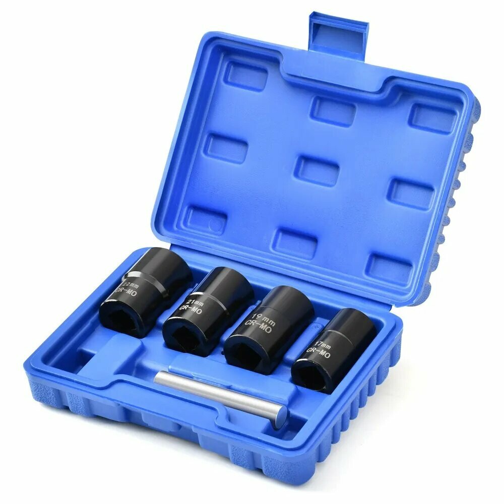 Набор головок экстракторов для поврежденных болтов и гаек 17, 19, 21, 22мм, 1/2', 5 предметов