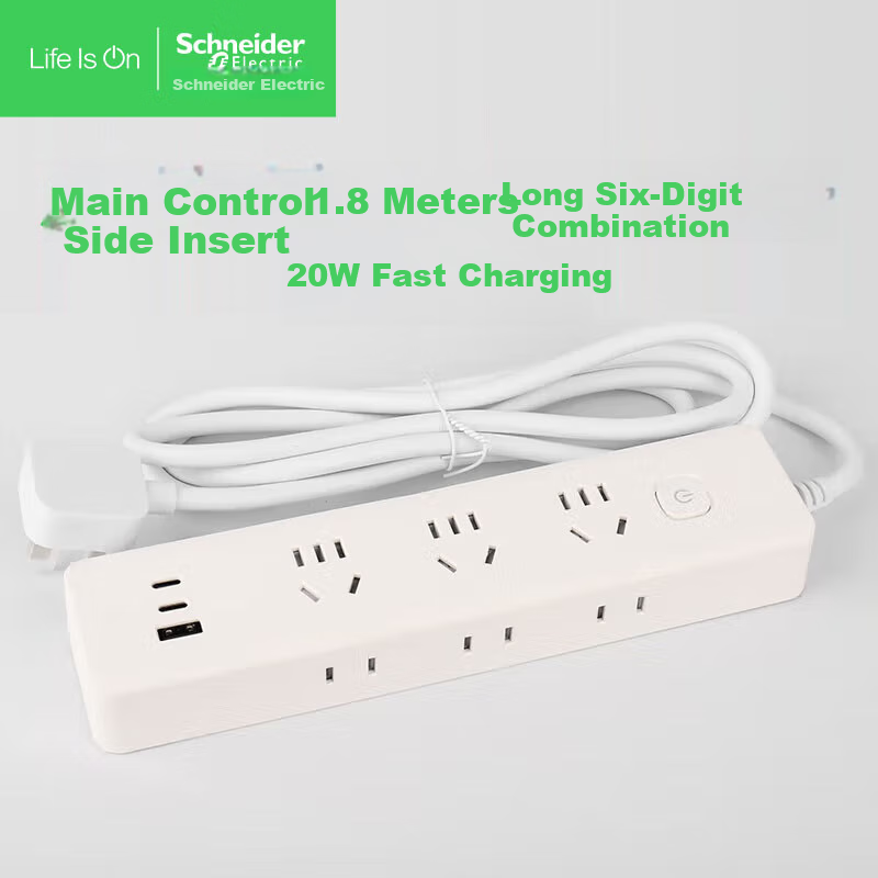 Schneider Electric Power Strip New National Standard Safety Socket/Plug/Socket Strip/Extension Board/Trailing Board with Line Control Side Insert Three Holes Five Holes Three Holes Two Holes 1A2C 20W1