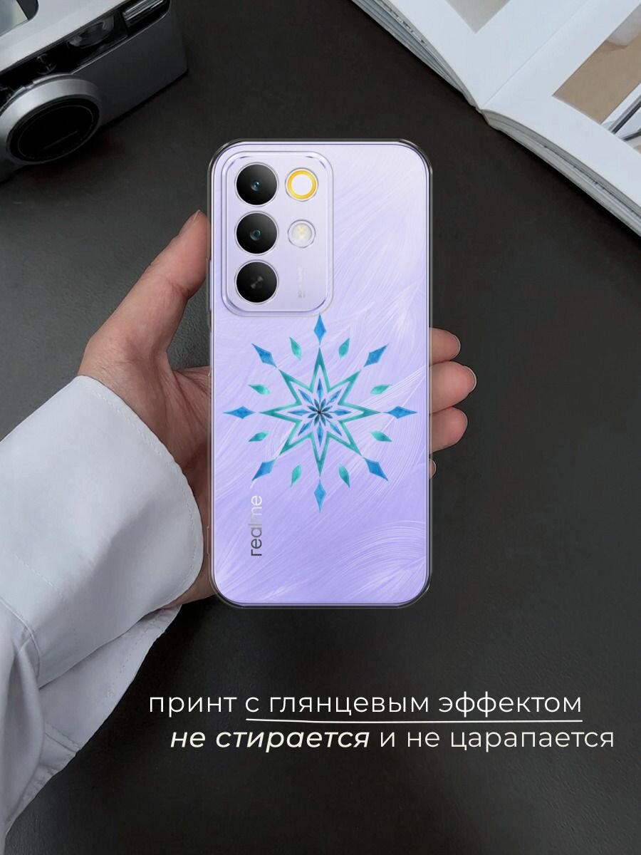 Силиконовый чехол на Realme C85 / Реалми C85 с принтом Ледяная снежинка — фото 1