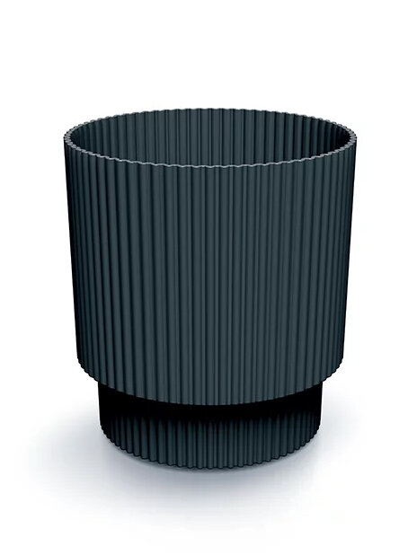 Кашпо для цветов круглое Prosperplast MILLY, диаметр 12,8 см, высота 13,8 см, 1,48 л, антрацит
