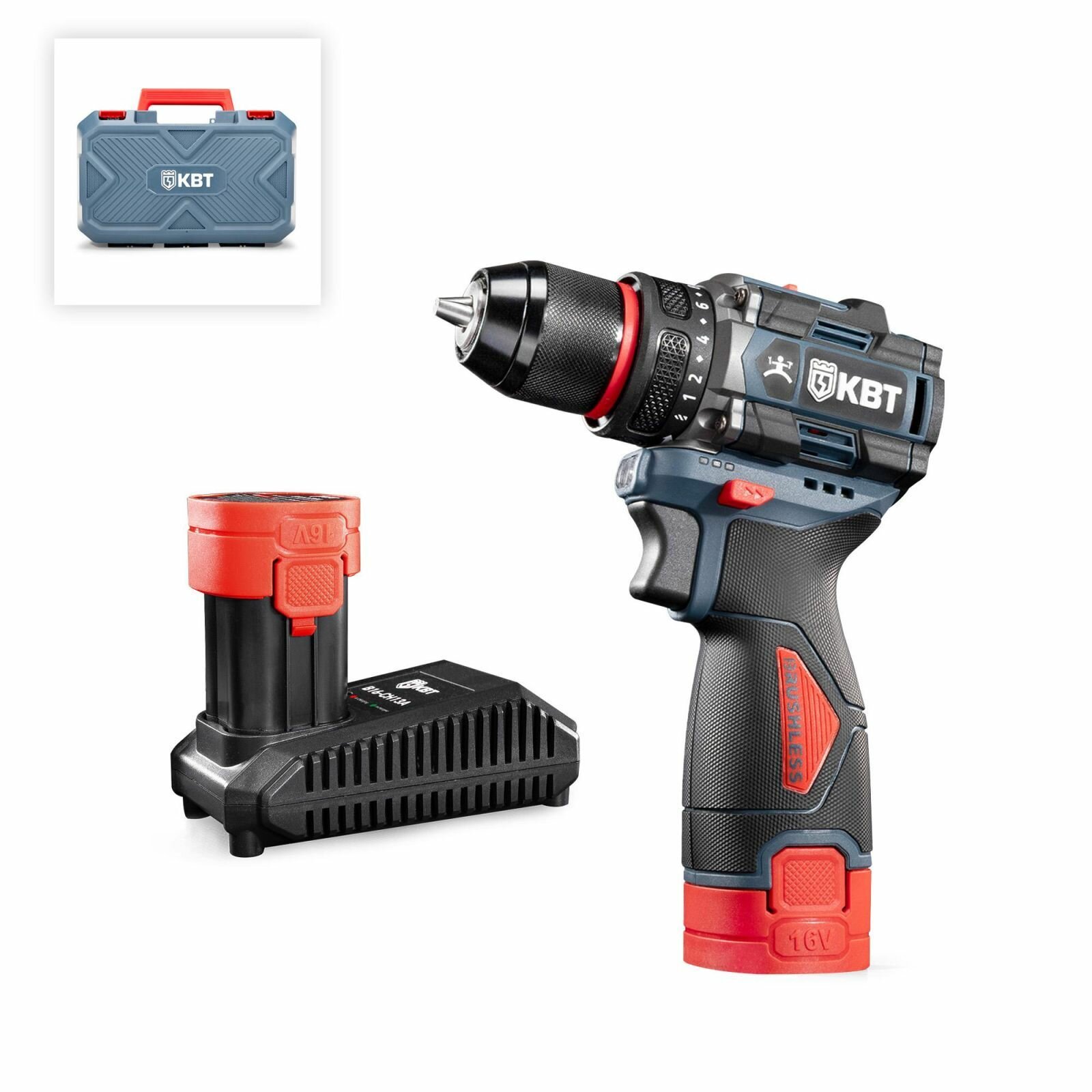 Дрель-шуруповерт КВТ DB-16-10, серия профи, аккумуляторный бесщеточный