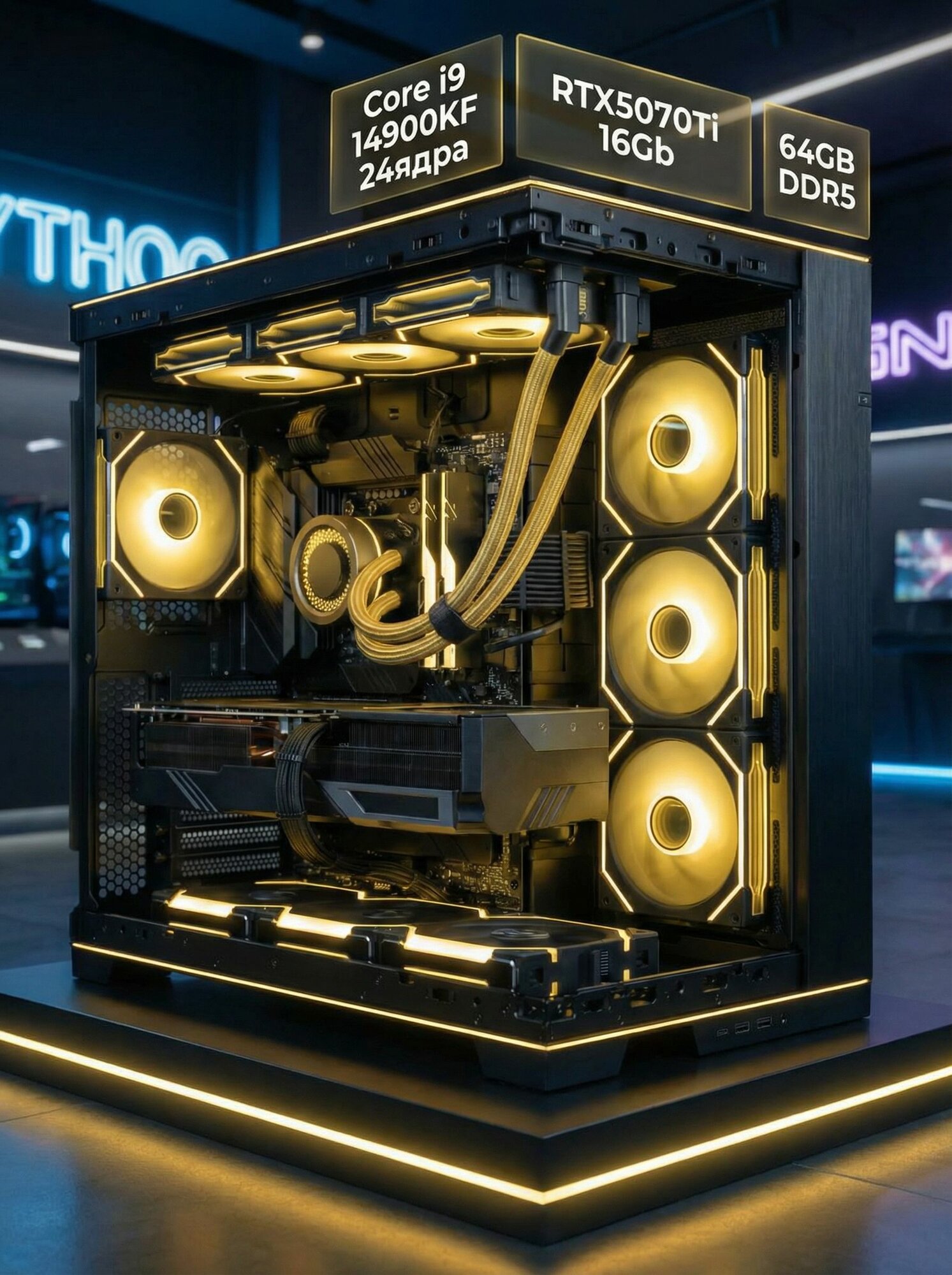 RTX5070Ti 16Gb Мощный игровой компьютер Intel i9 14900 24ядра/ 64GB/ SSD 2ТБ /850W/Win 11 PRO