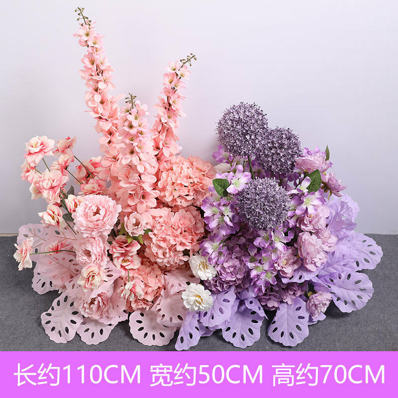 Фиолетовая напольная цветочная композиция для свадьбы, свадебные декоративные цветы, искусственный букет цветов, искусственные цветы для сцены, подиума и прохода, подвесные цветы, цветы в горшках.