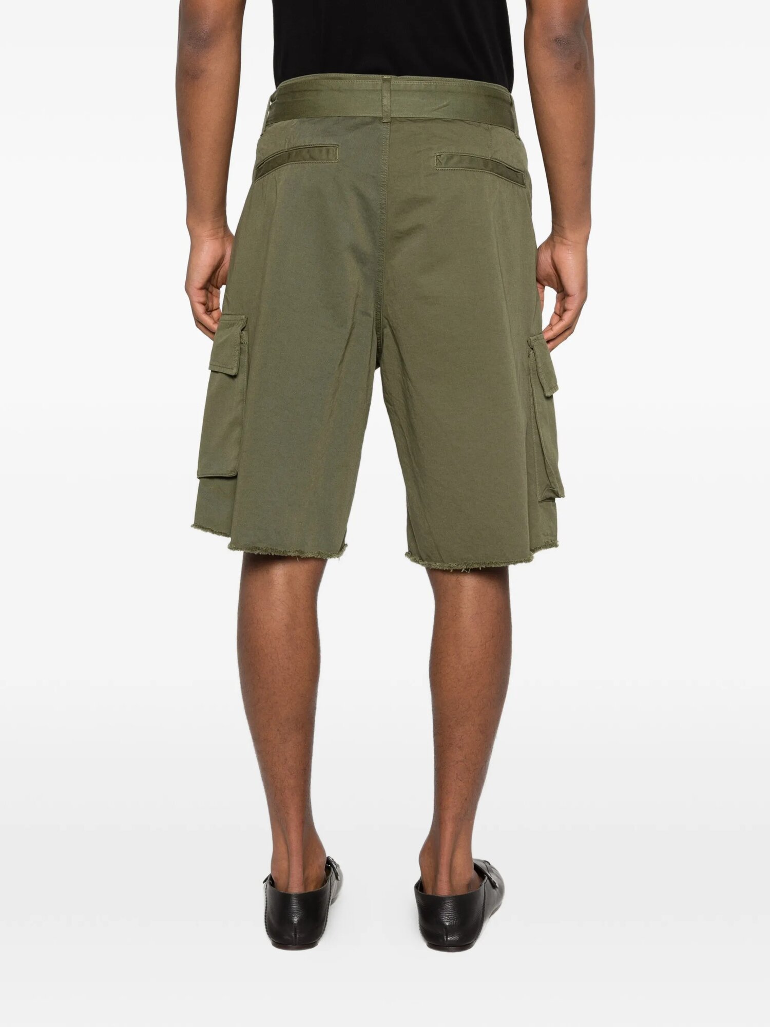 Шорты Laneus Belted button cargo shorts, размер 52, green — фото 1