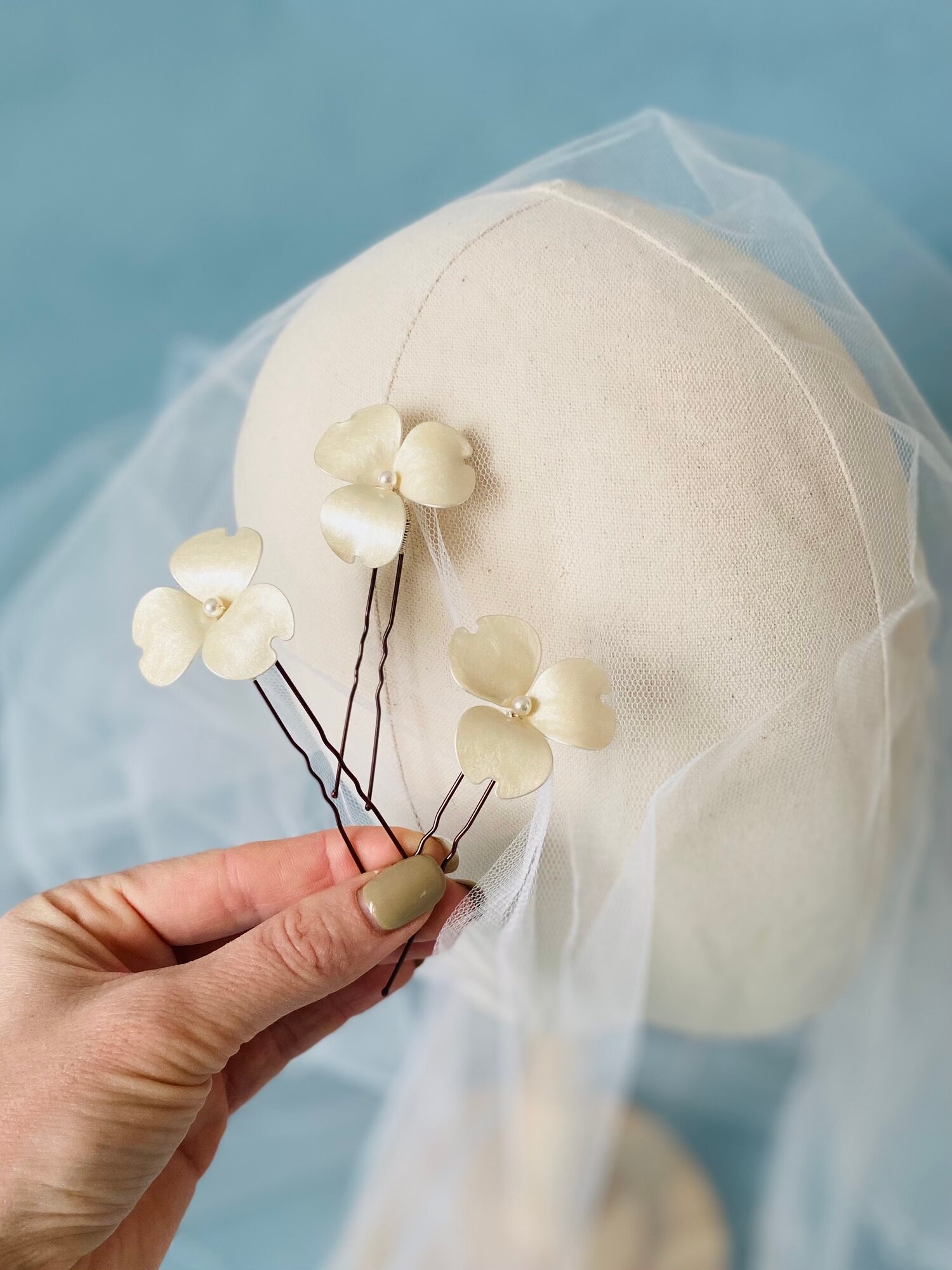 Комплект шпилек для волос «Riel» , жемчужный цвет , жемчуг Swarovski