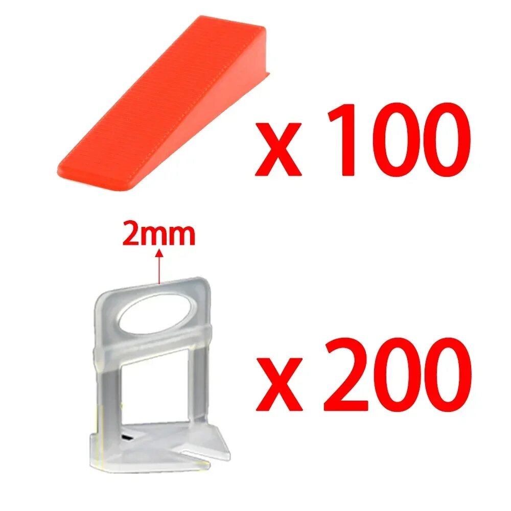 Клипсы для выравнивания плитки 2 мм x 200, распорные клинья 2 мм x 100