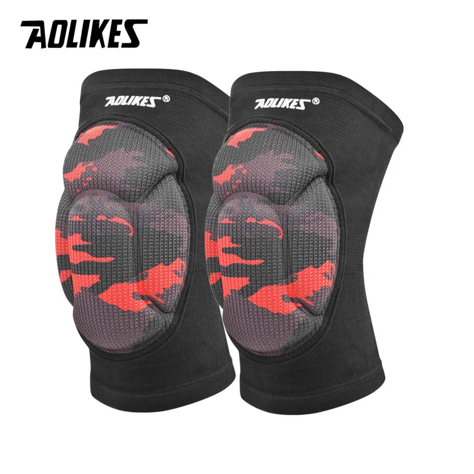 Наколенники AOLIKES Red camo, черные