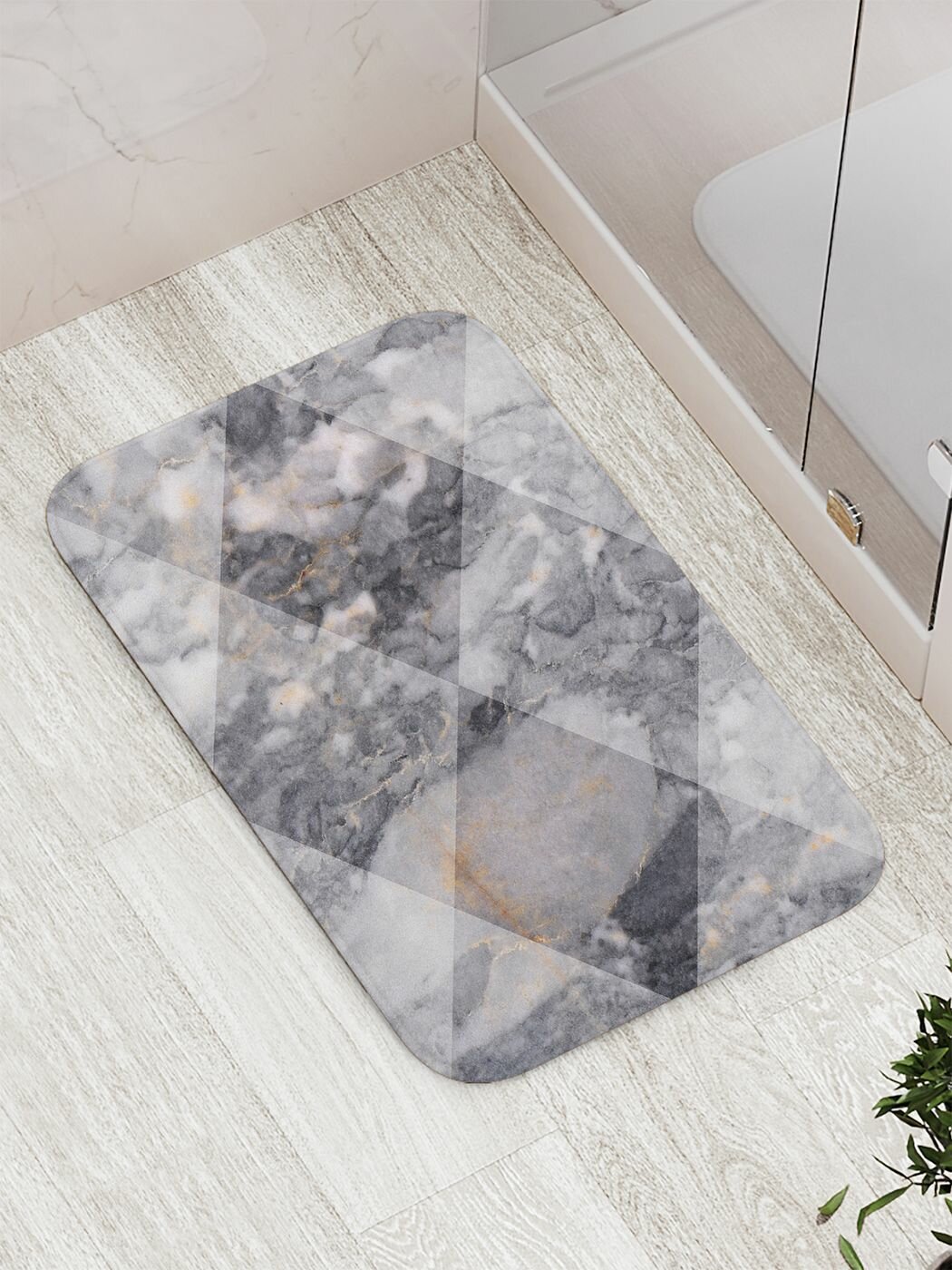 Коврик для ванной комнаты, туалета "Плиточный мрамор" противоскользящий, 52х77 см, JoyArty