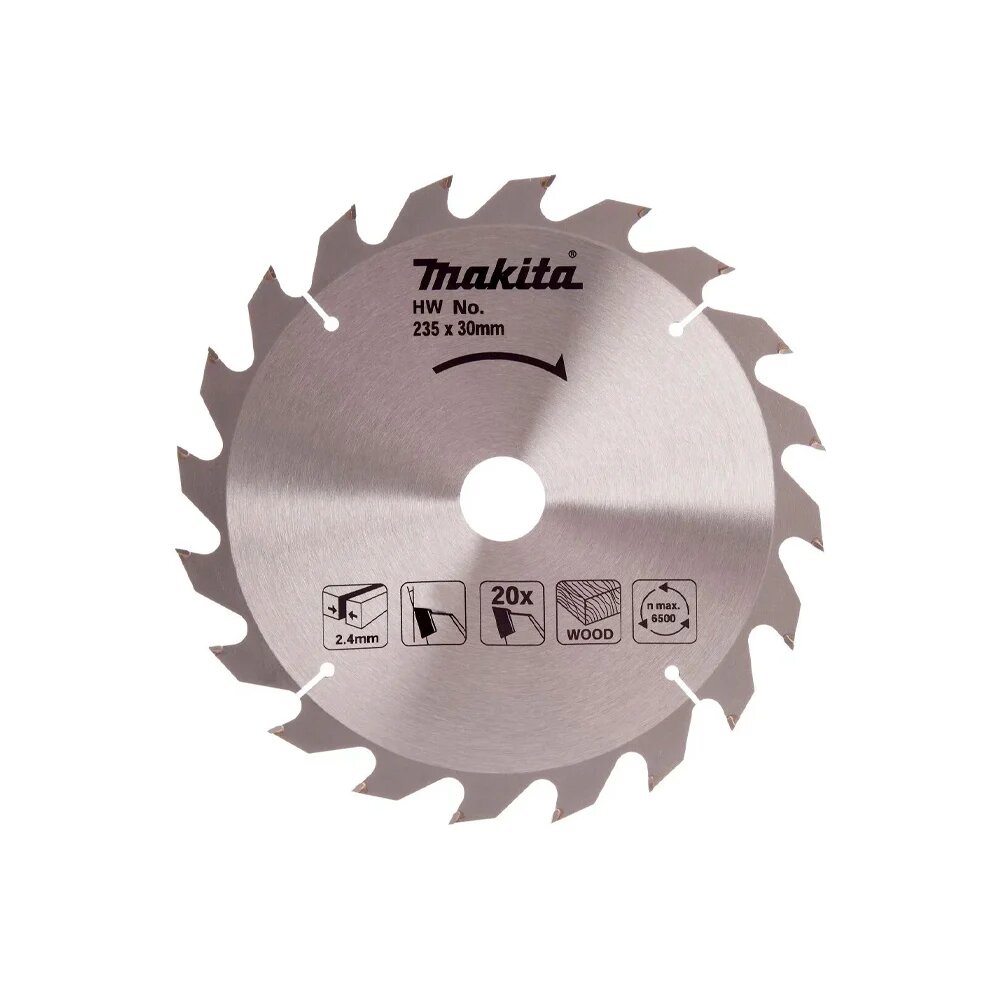 Пильный диск 20T для дерева 235x30/25x2.4/1.6 Makita D-81480