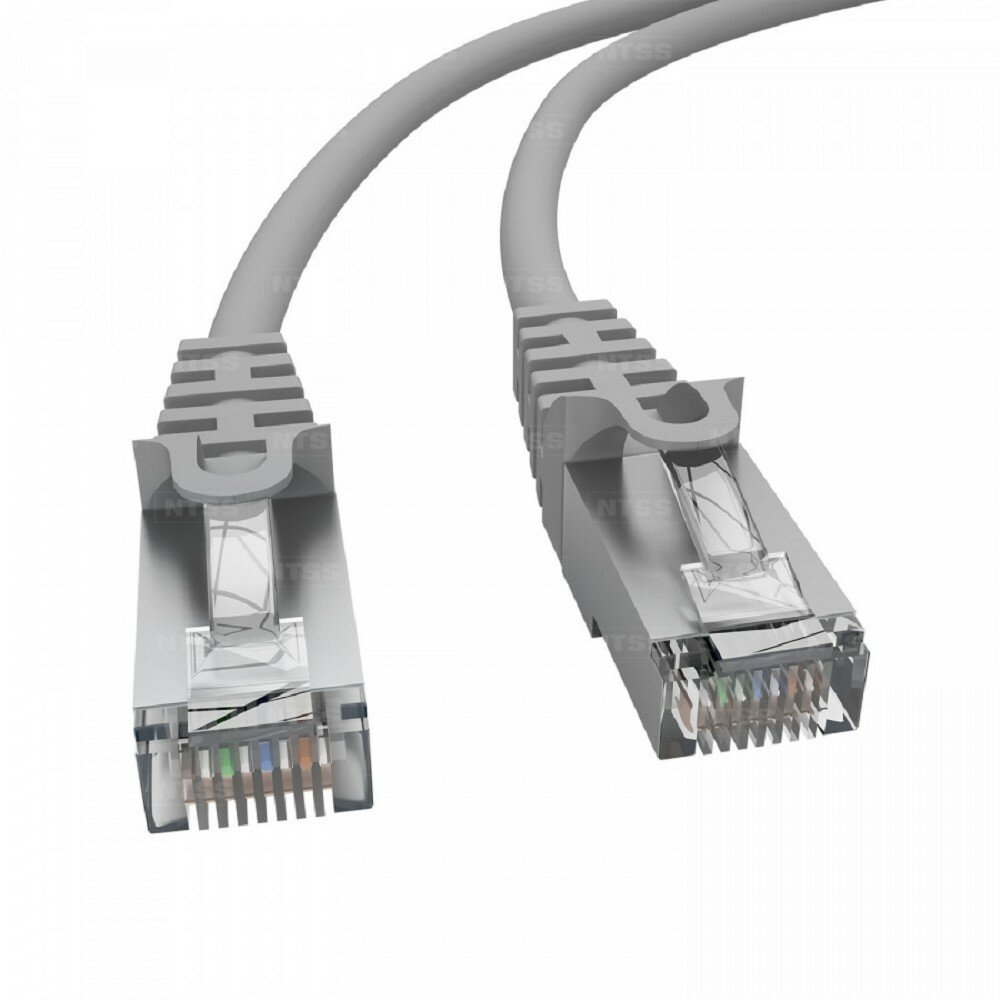 Патч-корд интернет кабель NTSS U/ FTP cat.5e 2xRJ45 2 м Серый — фото 1