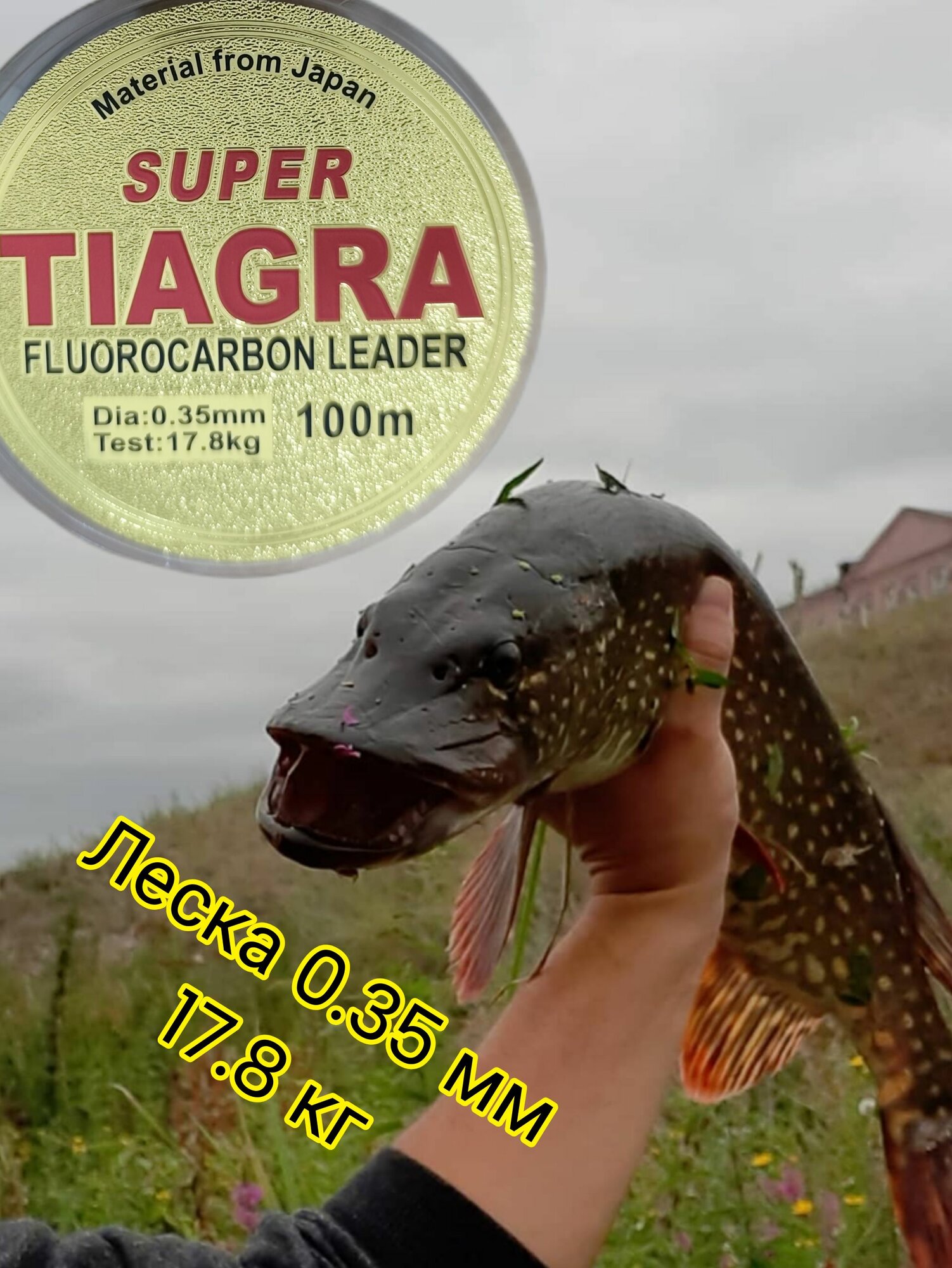 Леска для рыбалки флюрокарбон 0,35 TIAGRA SUPER 100 метров / леска на щуку / леска на карася / леска на плотву / леска на карпа / леска на спиннинг