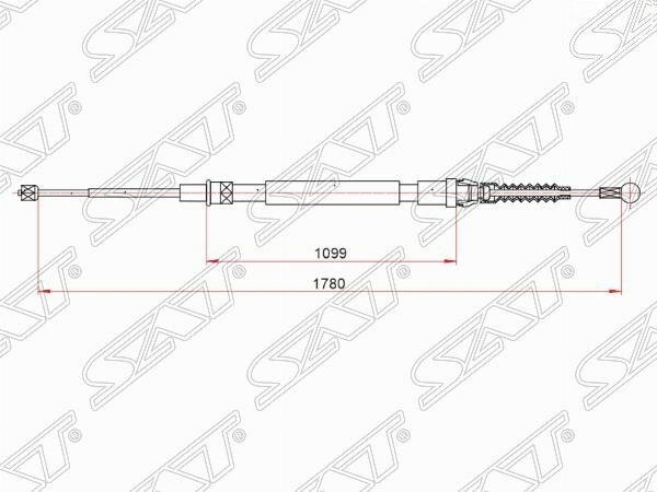 Трос ручного тормоза SAT ST-52-0149 Skoda RAPID RH/LH 12-