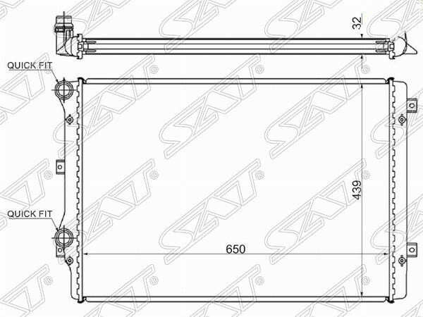 Радиатор SAT VW0008-1 Audi A3 03-13 / Skoda Octavia 04-13