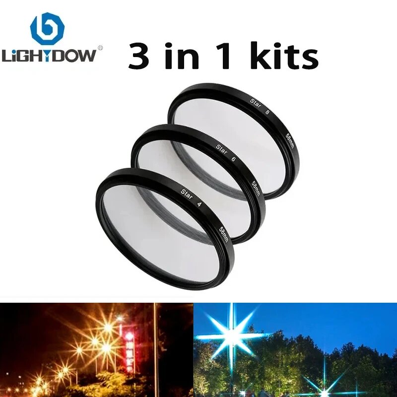 Lightdow Звездный фильтр для объектива 3 в 1 Canon Nikon