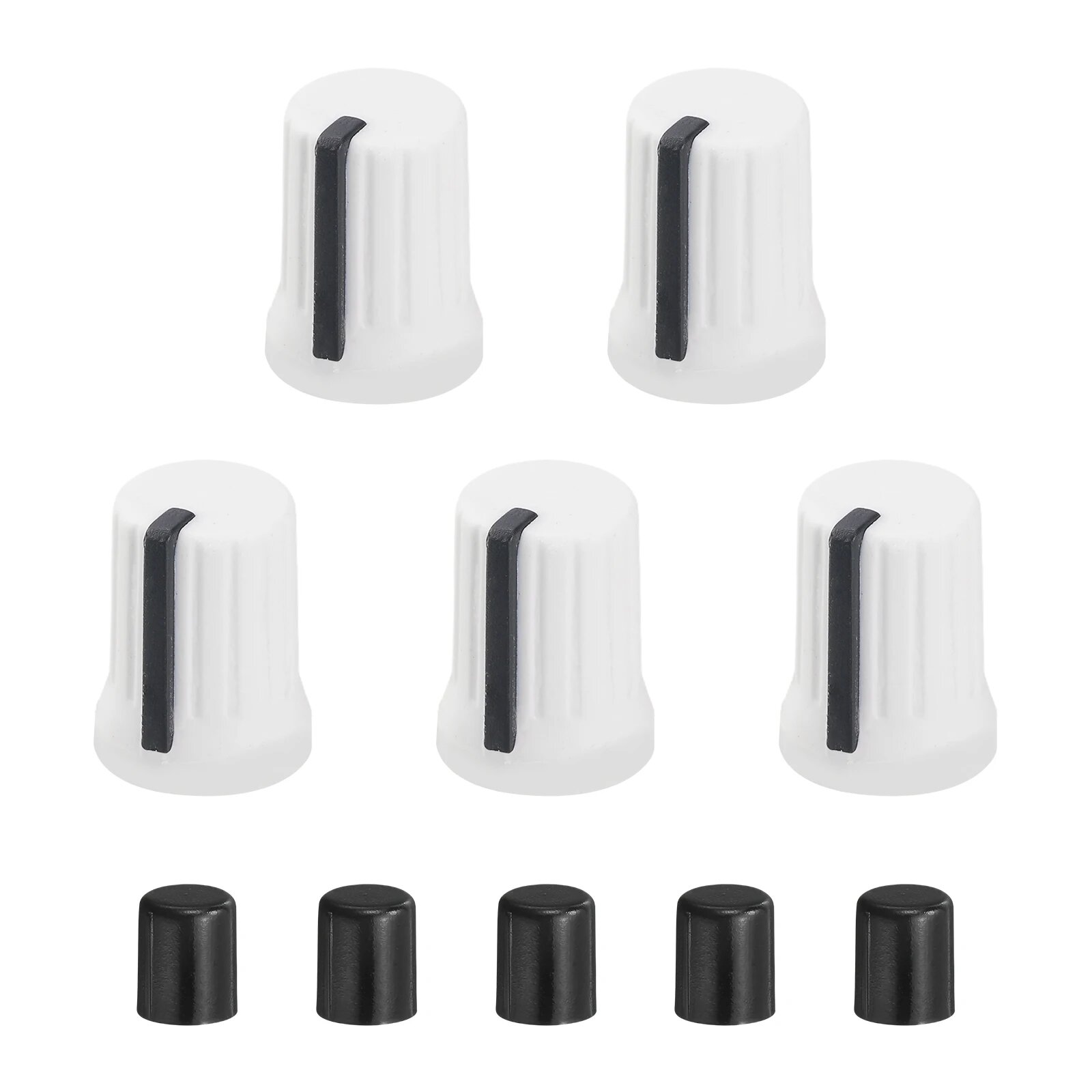 Ручки для потенциометров 6 мм, White Black, 10 шт.
