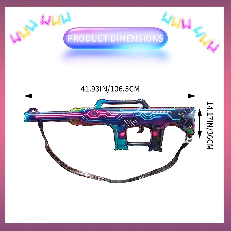 2 шт. неоновых фольгированных шаров в форме пистолетов BLQQ 2 Pcs Color