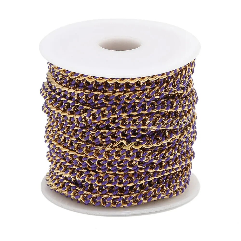 Кубинская цепочка из нержавеющей стали 1 метр Фиолетовый, Purple