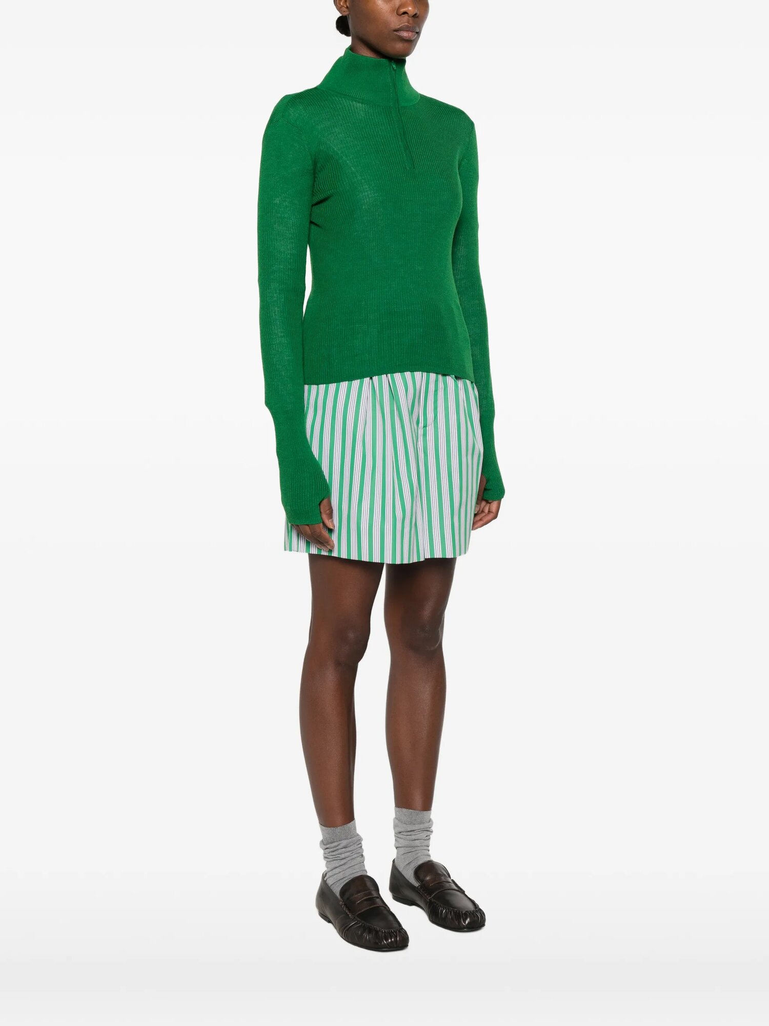 Свитер The Frankie Shop Sade ribbed-knit half-zip sweater, размер 38 — фото 1