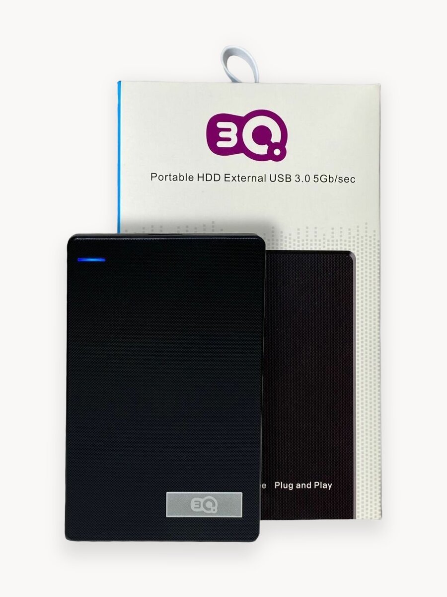 1 ТБ Внешний жесткий диск HDD 3Q Iris External, USB 3.2 Gen 1, черный