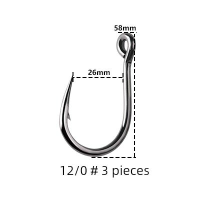 Mustad 10827 Морские рыболовные крючки для крупной рыбы карп и стерлядь, размер 12/0#, 3 штуки в упаковке
