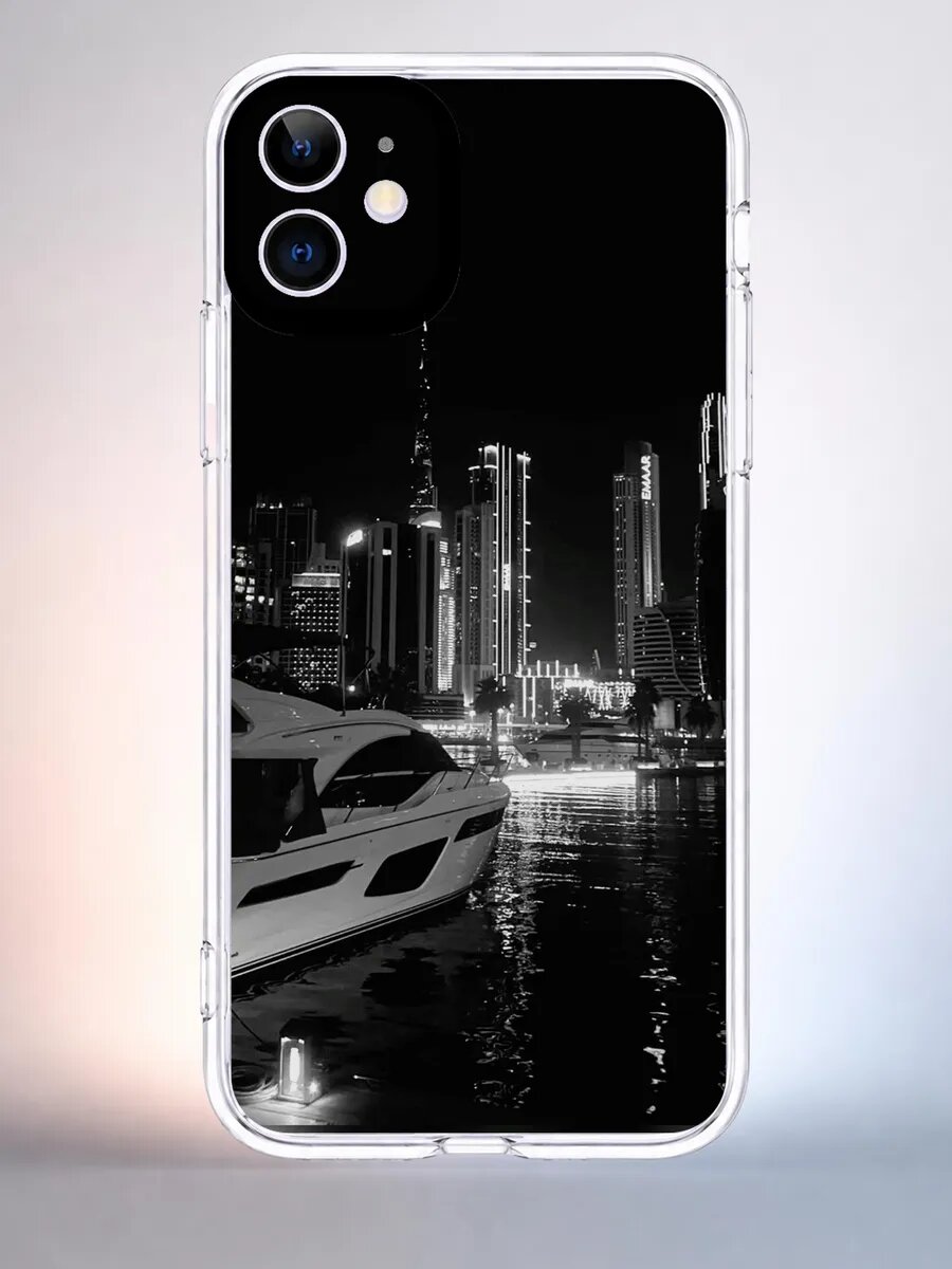 Чехол iPhone 11 яхты ночной город силиконовый