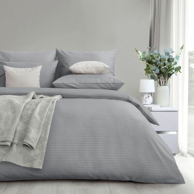 Постельное белье Verossa Stripe Сатин Silver moon Евро 50х70,70х70 простыня 220х240, пододеяльник на молнии