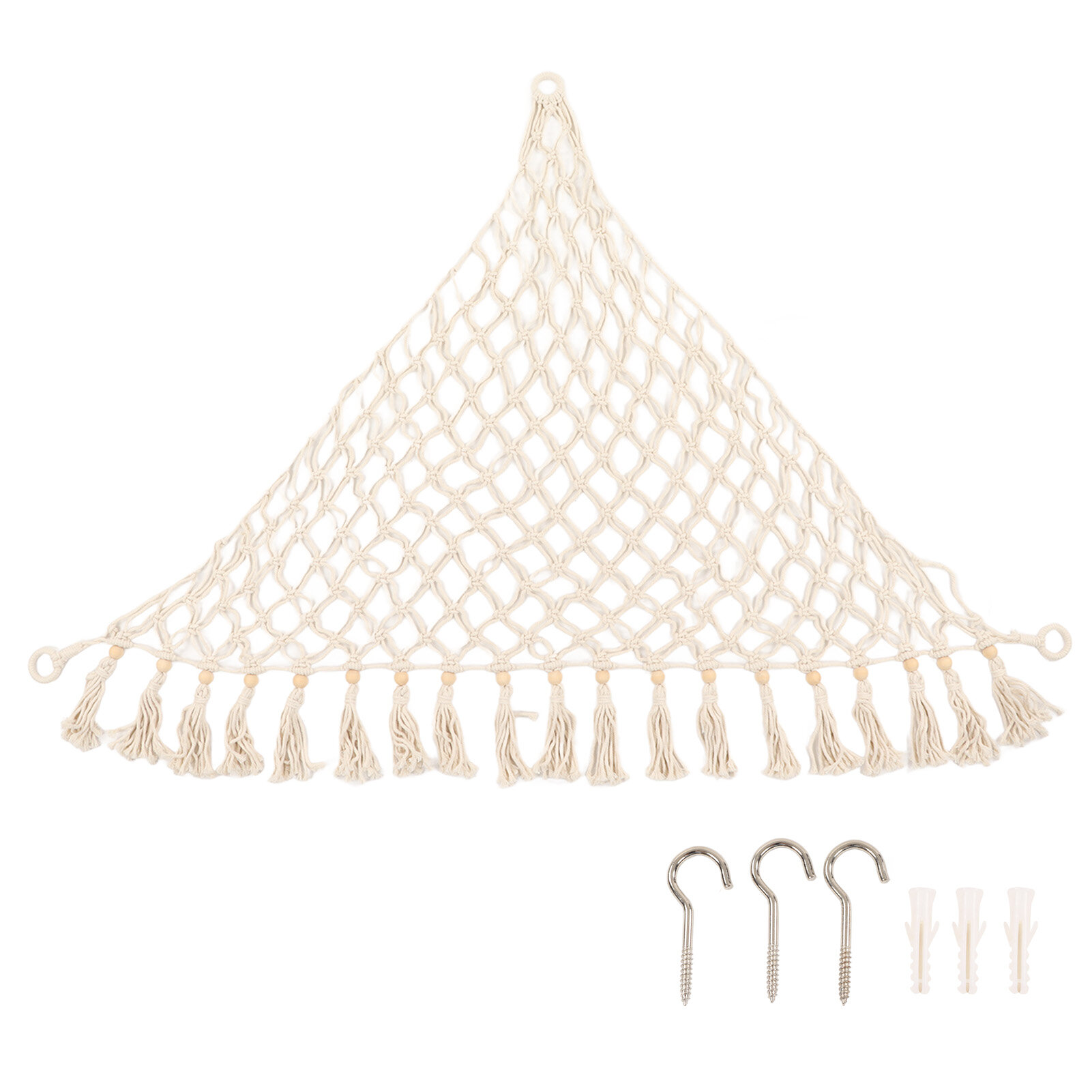 Вязаный гамак из хлопковой веревки в стиле бохо для хранения плюшевых игрушек, мягкая вязка, широко используется, 3 варианта размера, 40,9x40,9x5 см