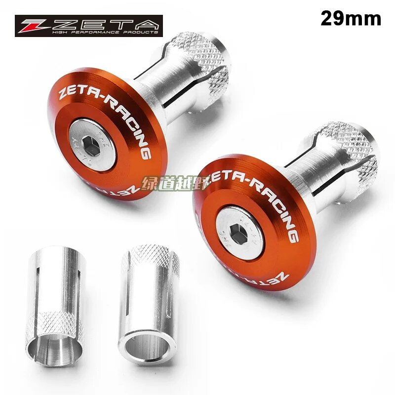 Универсальные заглушки на руль внедорожного мотоцикла Zeta - импортные противоскользящие аксессуары из алюминиевого сплава для защиты от столкновений Orange 29mm