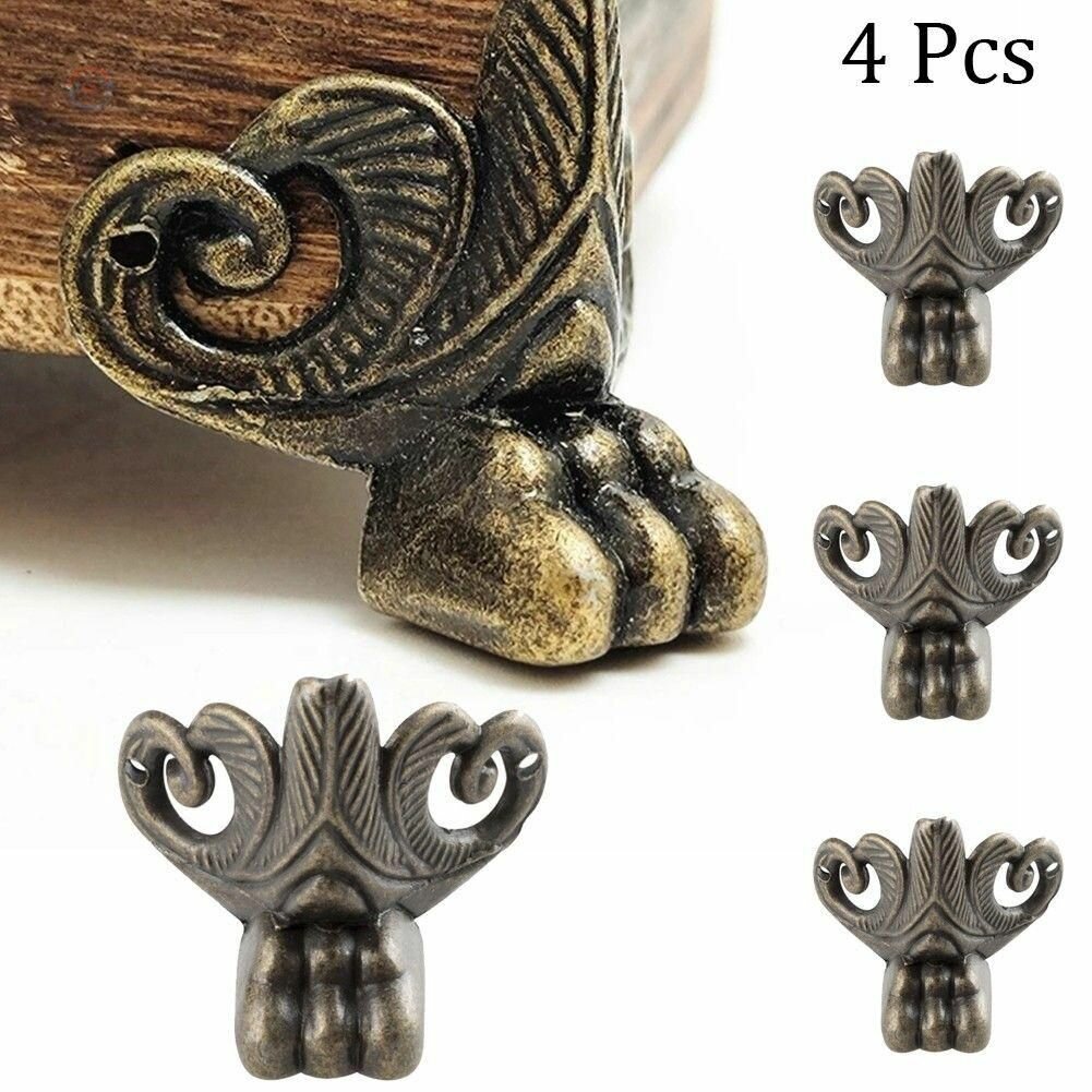 Ретро угловые накладки для мебели, бронзовые декоративные уголки из цинкового сплава, защита и стиль для шкатулок, фоторамок, подарочных коробов, 4 шт в комплекте