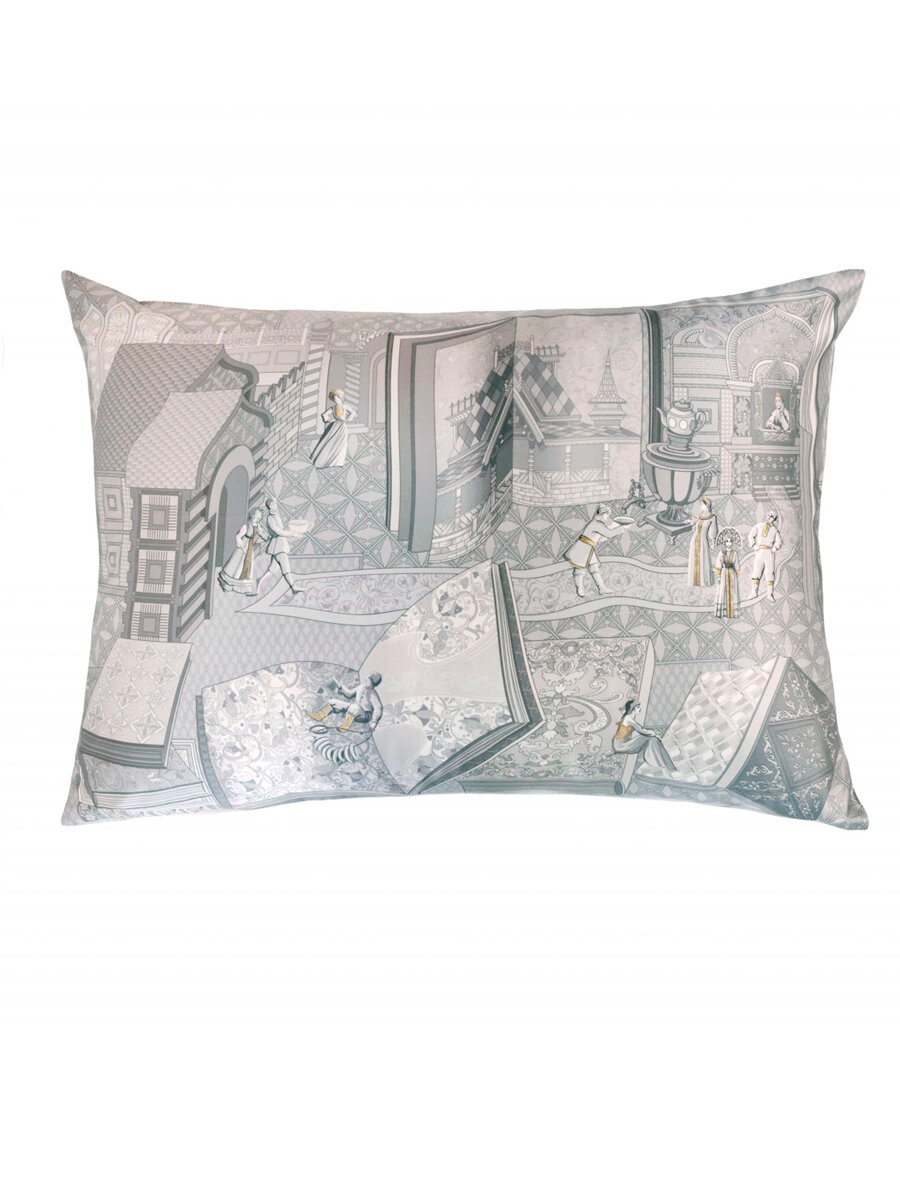 Наволочка 70x50см Mollen Пески времени Теремок в светло-сером